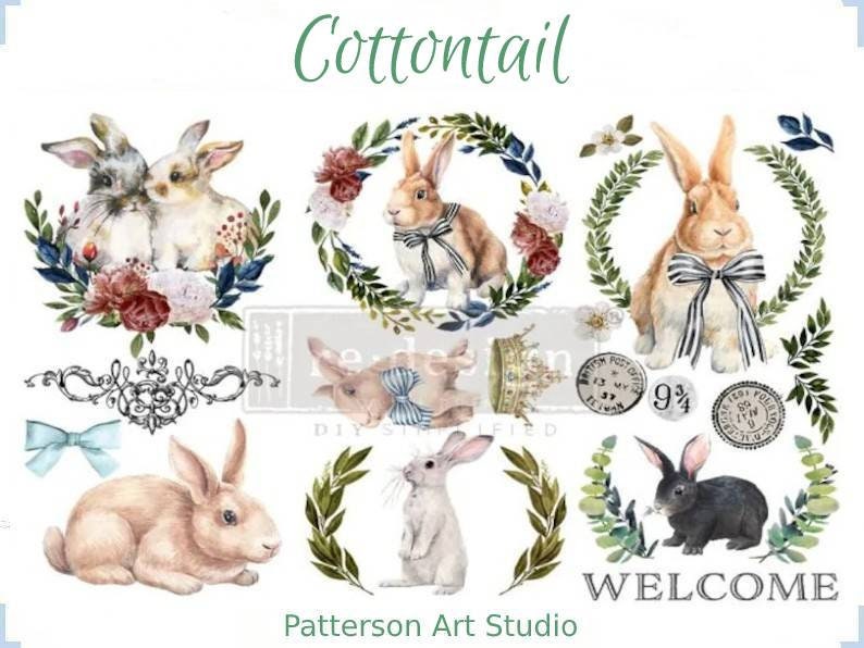 New - Cottontail Rabbit - Redesign with Prima - Rub on Small Transfer ...