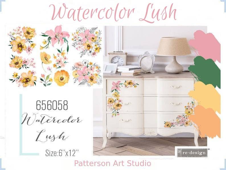 New! - WATERCOLOR LUSH - Redesign with Prima - Rub on Small Transfer f ...